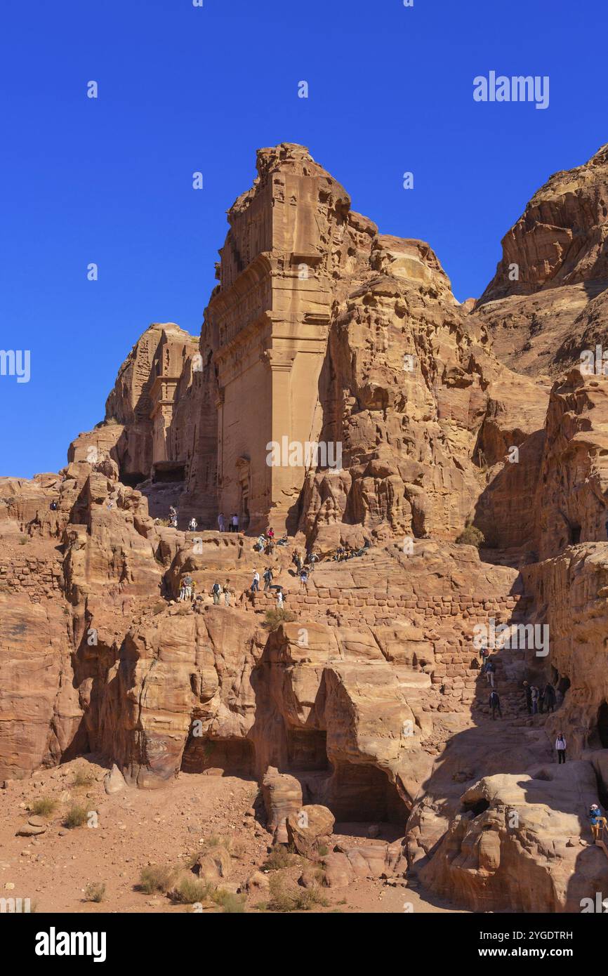 Petra, Jordan, November 3, 2022: Tourists people at Facades Street ...