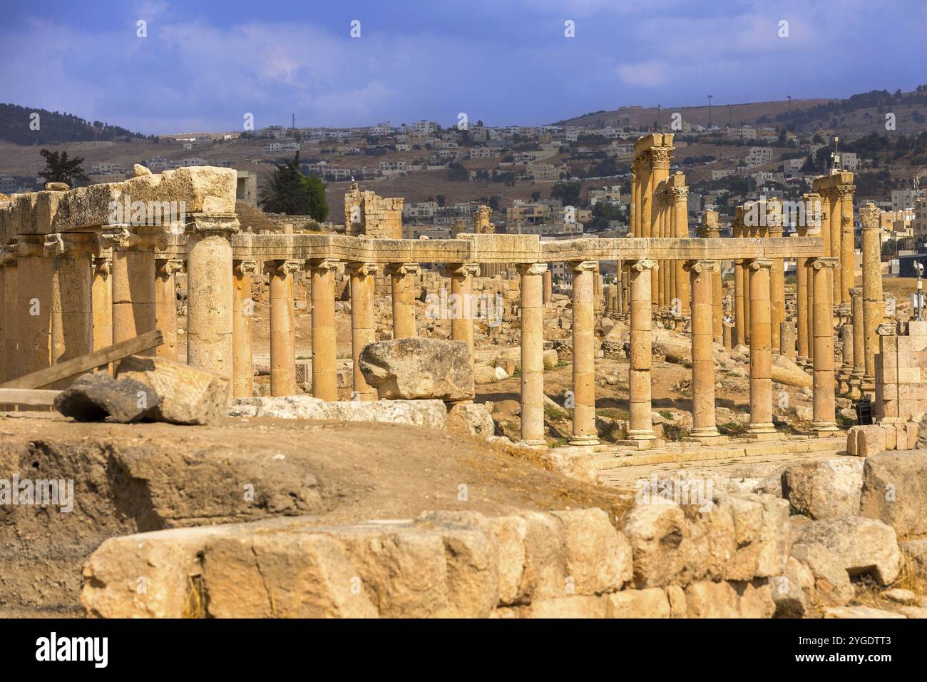 Panorama of Jerash, Jordan, Ruins of ancient Roman city Gerasa with ...