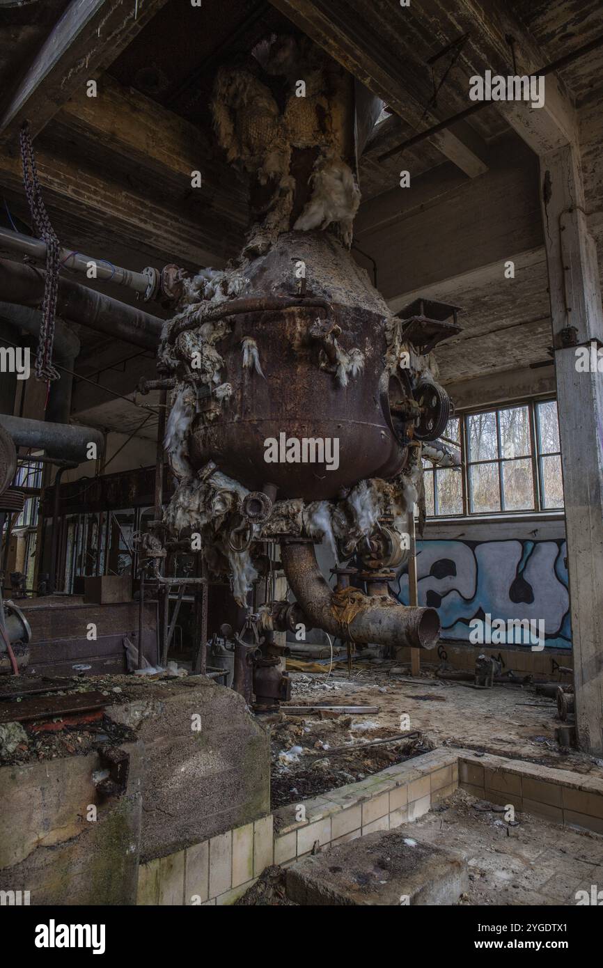 Old abandoned paper factory. Historic and typical factory building as a ...