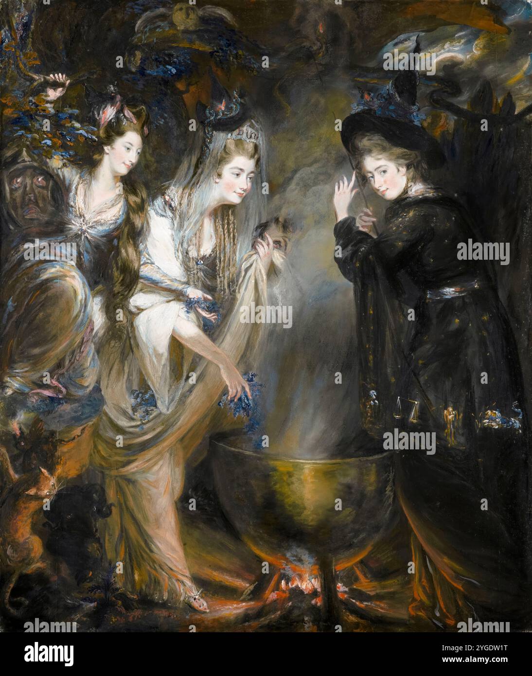 The Three Witches from Macbeth, portrait painting in gouache, chalk by ...