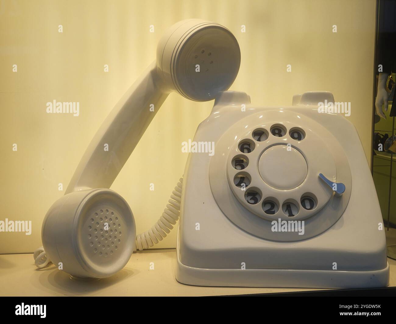 Vintage telephone from the 1970s as decoration in a shop window, Berlin ...