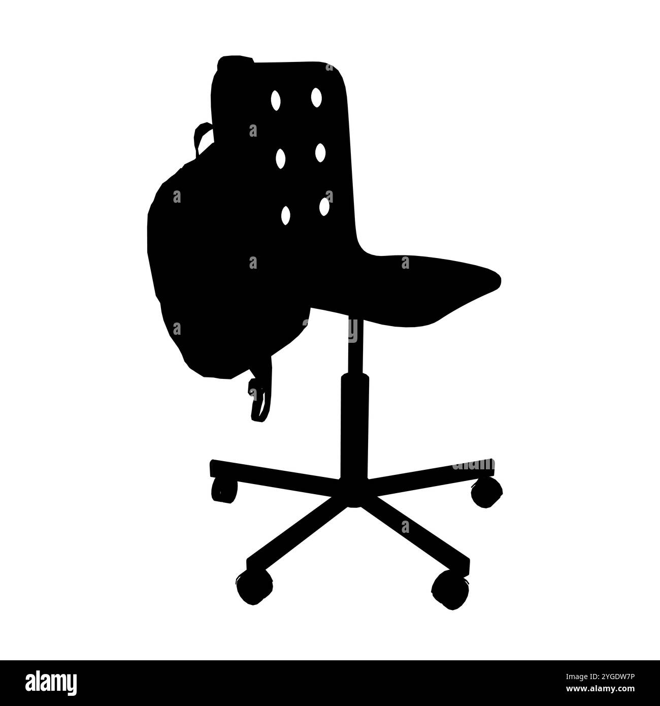 Silhouette of a backpack hanging on a chair isolated on a white ...