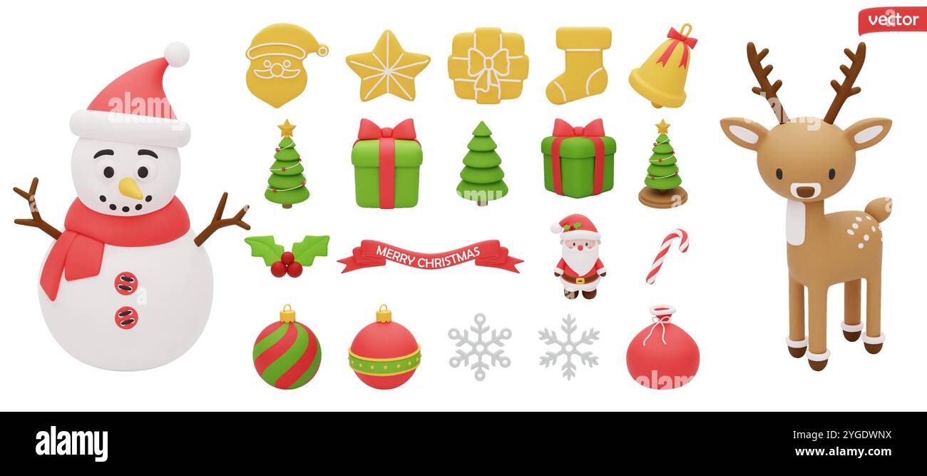 Plastic santa and reindeer Stock Vector Images - Alamy