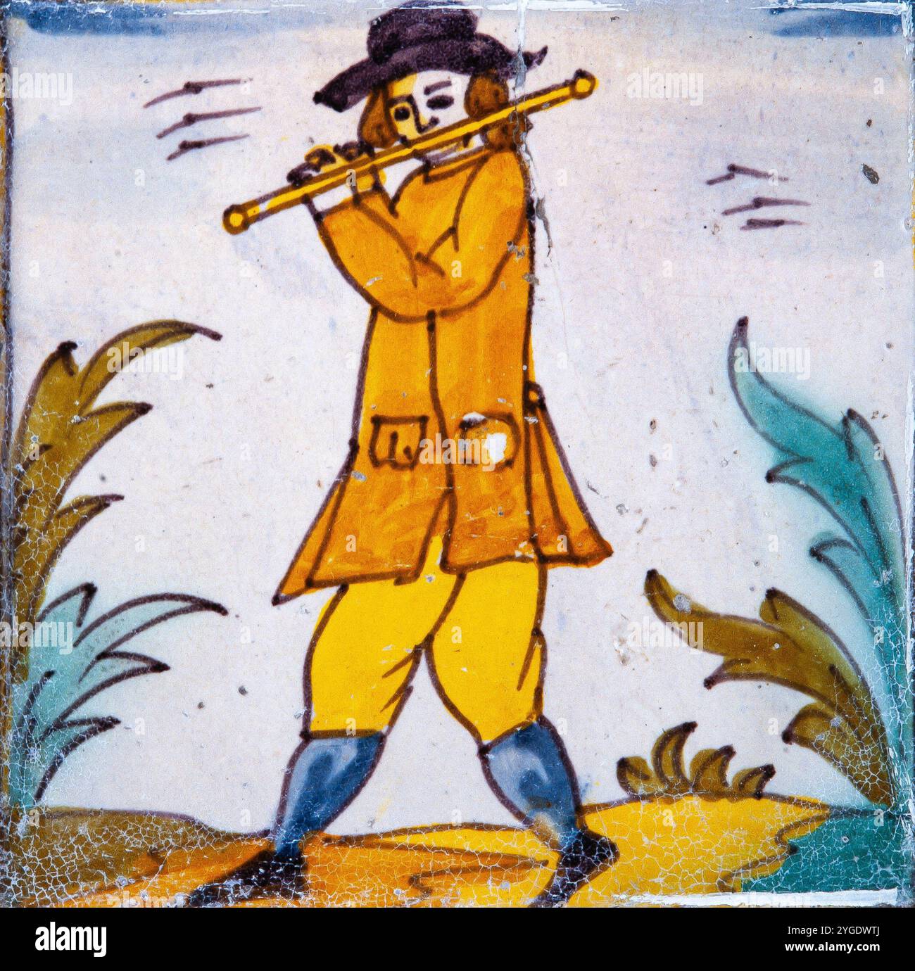 Azulejo de oficios, flautista, siglo XVIII. M.H.C.B Stock Photo - Alamy