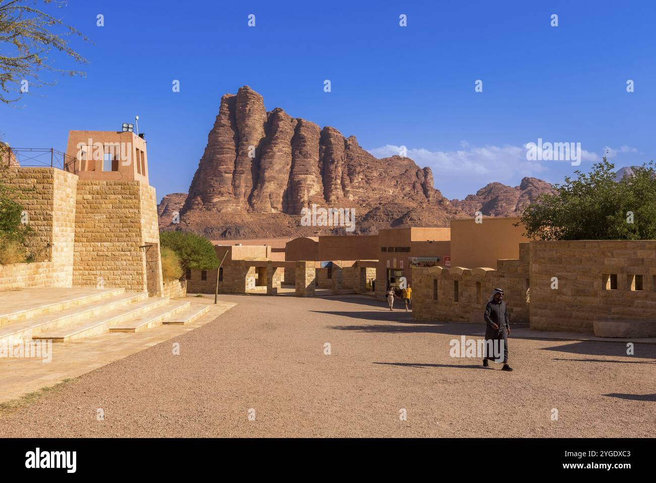 Jordan, Wadi Rum, November 2, 2022: View of entrance to Wadi Rum desert ...