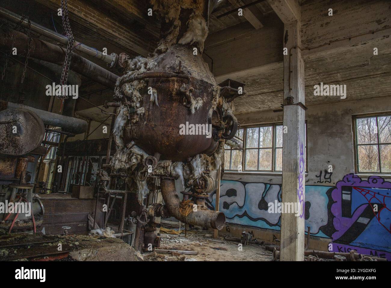 Old abandoned paper factory. Historic and typical factory building as a ...