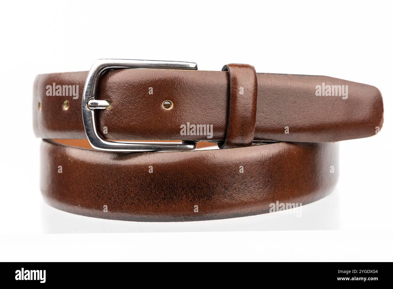 Real natural Leather belt. Leather brown belt on white background ...