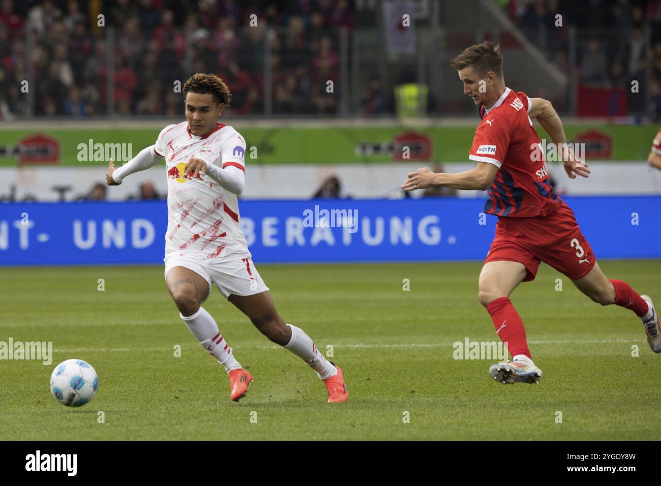 Football match, Antonio NUSA RB Leipzig left on the ball in a duel with ...
