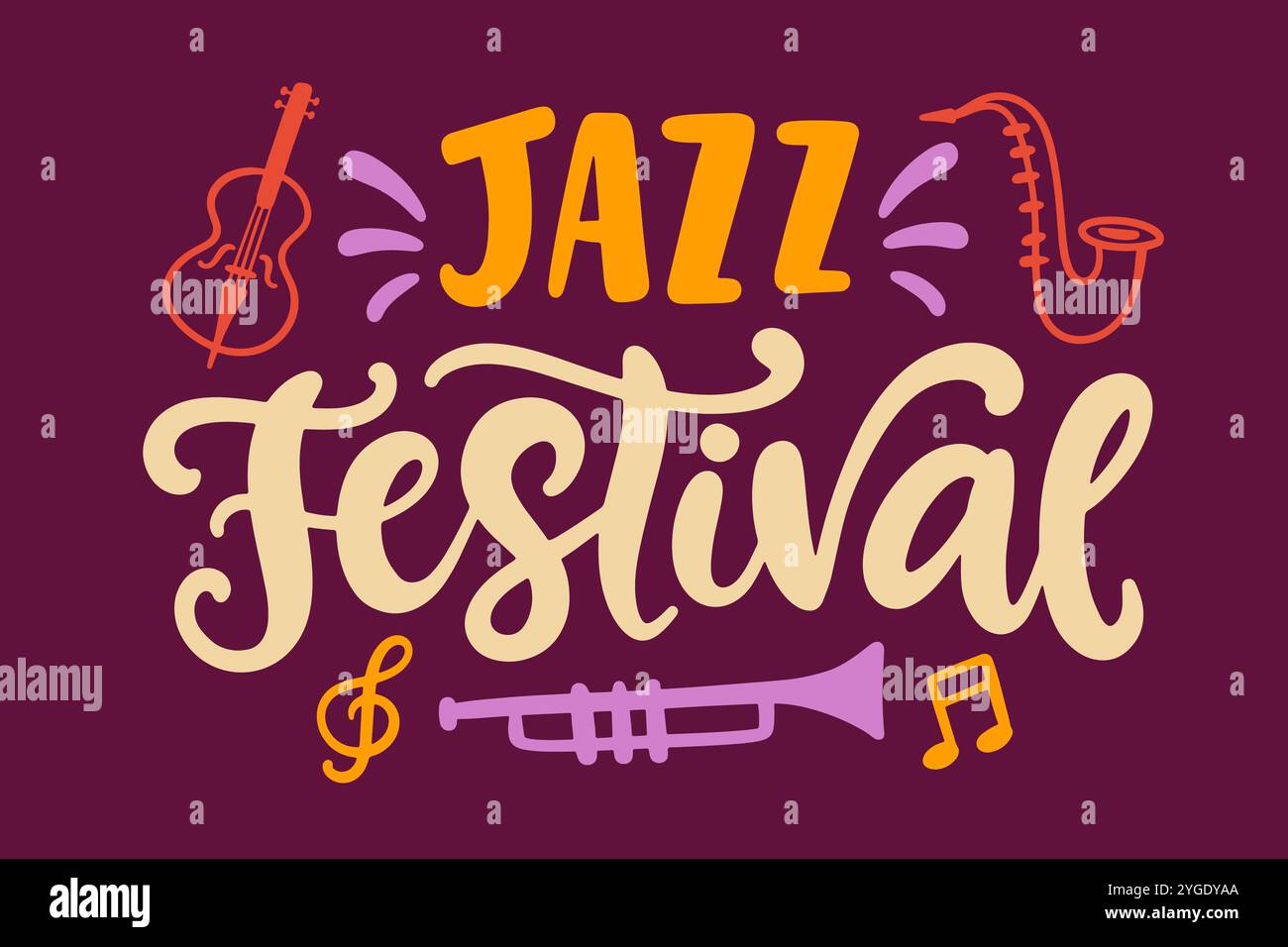 Jazz Festival Lettering Banner, Poster Typography Stock Vector Image ...