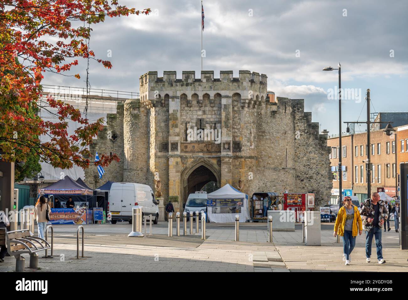 Market In Front Of Bargate A Medieval Gatehouse in Southampton, England ...