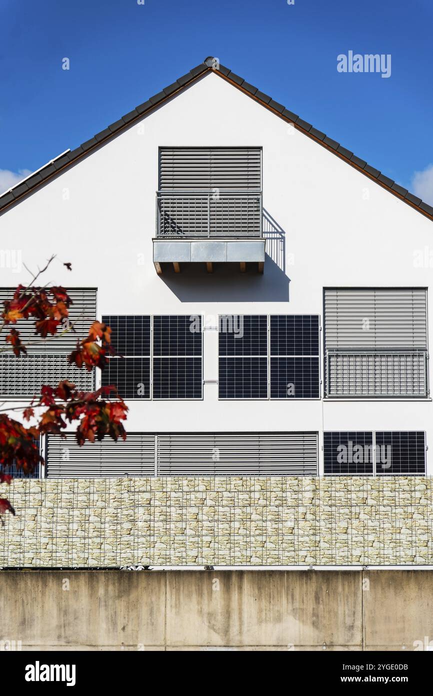 Solar panels on the wall of a detached house in Aachen, Germany, Europe ...