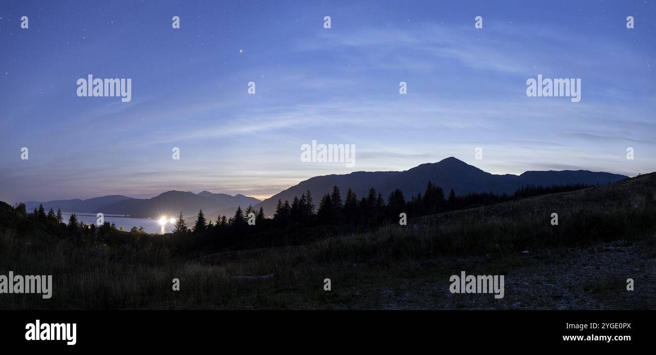 Evening scene over Loch Linnhe with lights from the opposite shore ...