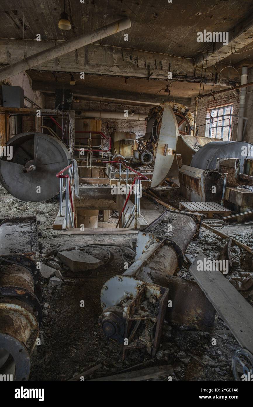 Old abandoned paper factory. Historic and typical factory building as a ...