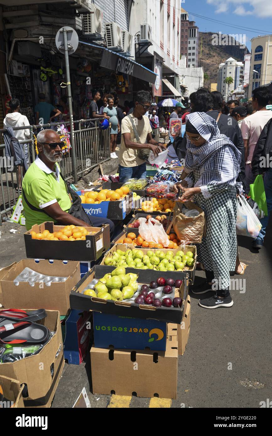 Street market, Port Louis, old town, Indian Ocean, island, Mauritius ...