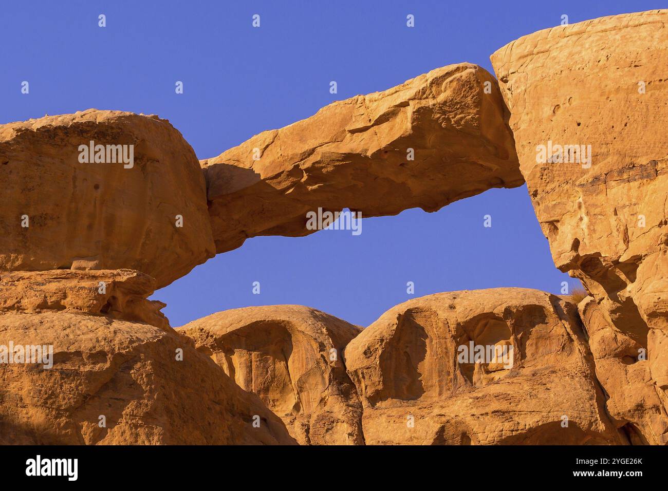 Wadi Rum Desert, Jordan. Famous Um Frouth stone bridge arch Stock Photo ...