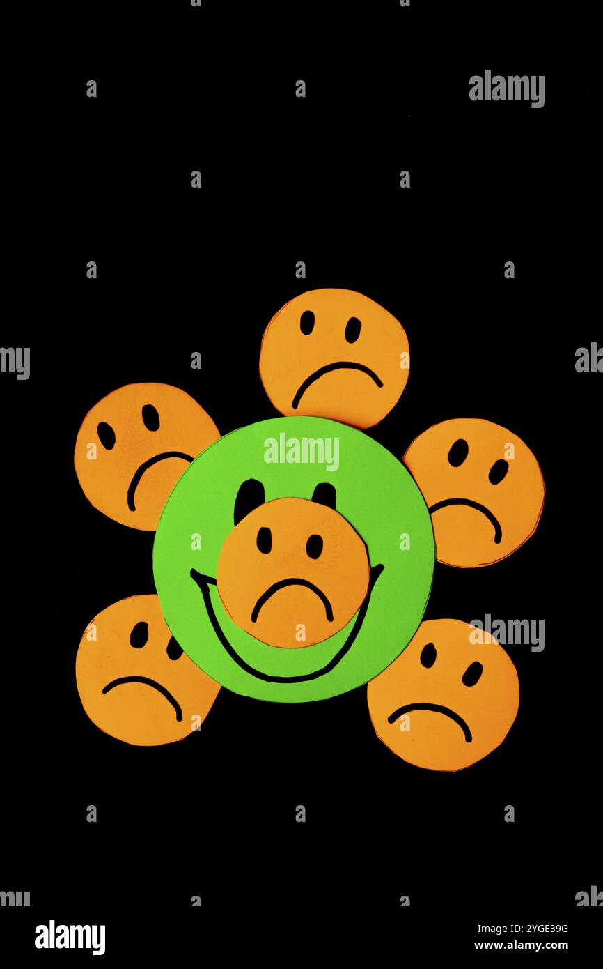 Concept of fake smile, Image of smiley faces and a fake smile, Concept ...