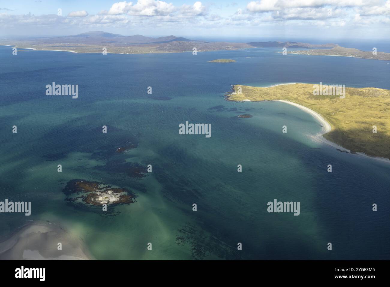 Beaches in the Outer Hebrides, aerial view, Barra, Scotland, Great ...