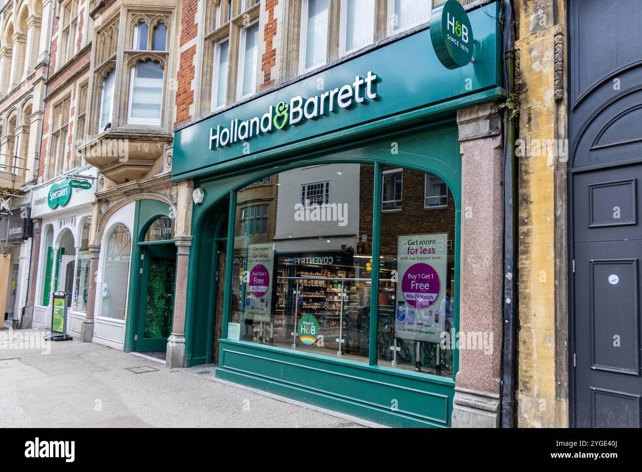 Oxford , UK - June 5, 2024: Entrance view of the Holland and Barrett store on Queen street ...