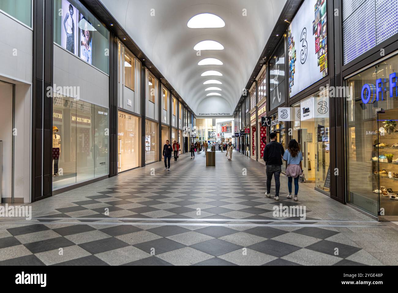 Oxford , UK - June 5, 2024: Westgate shopping mall with many popular ...