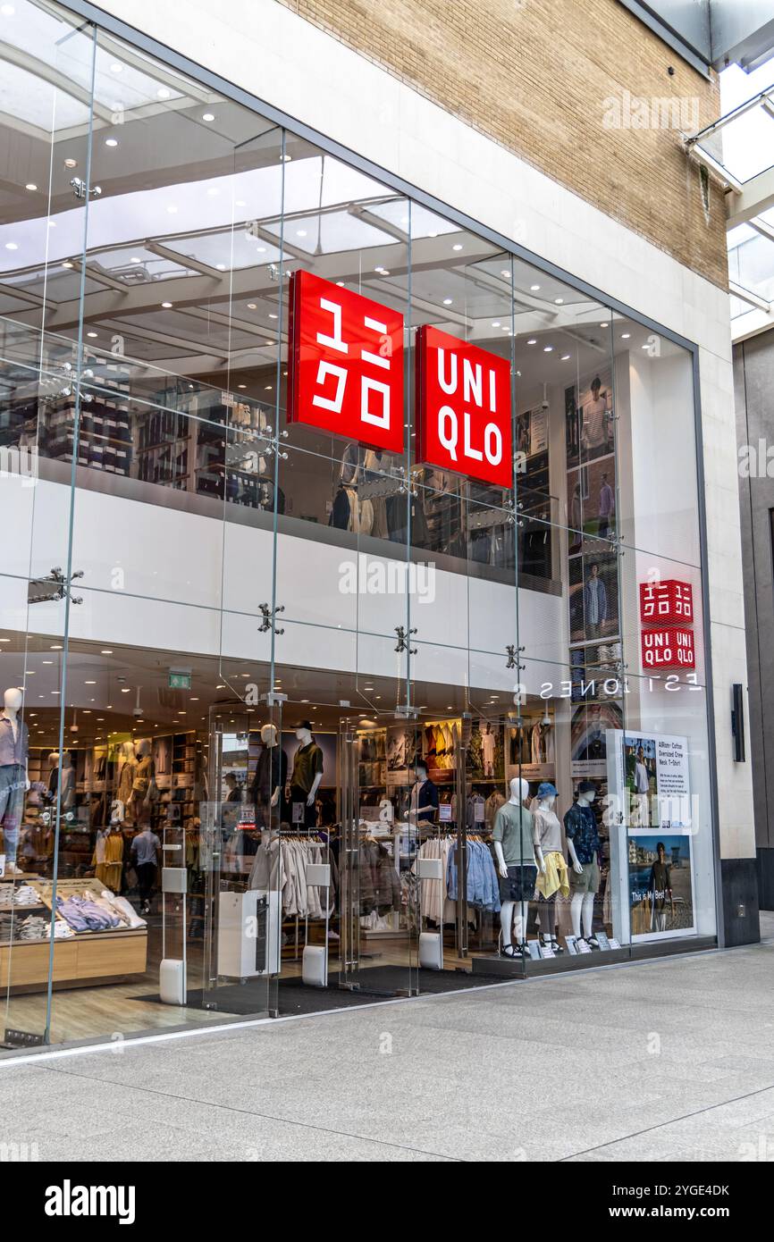 Oxford , UK - June 5, 2024: Uniqlo fashion store inside Westgate ...