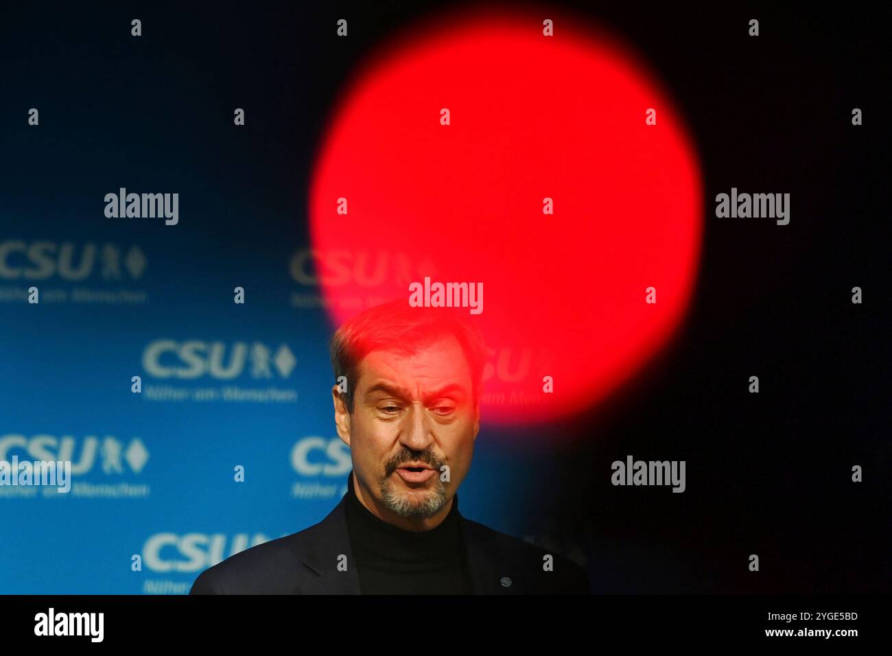 Markus SOEDER (Prime Minister of Bavaria and CSU Chairman) behind red ...