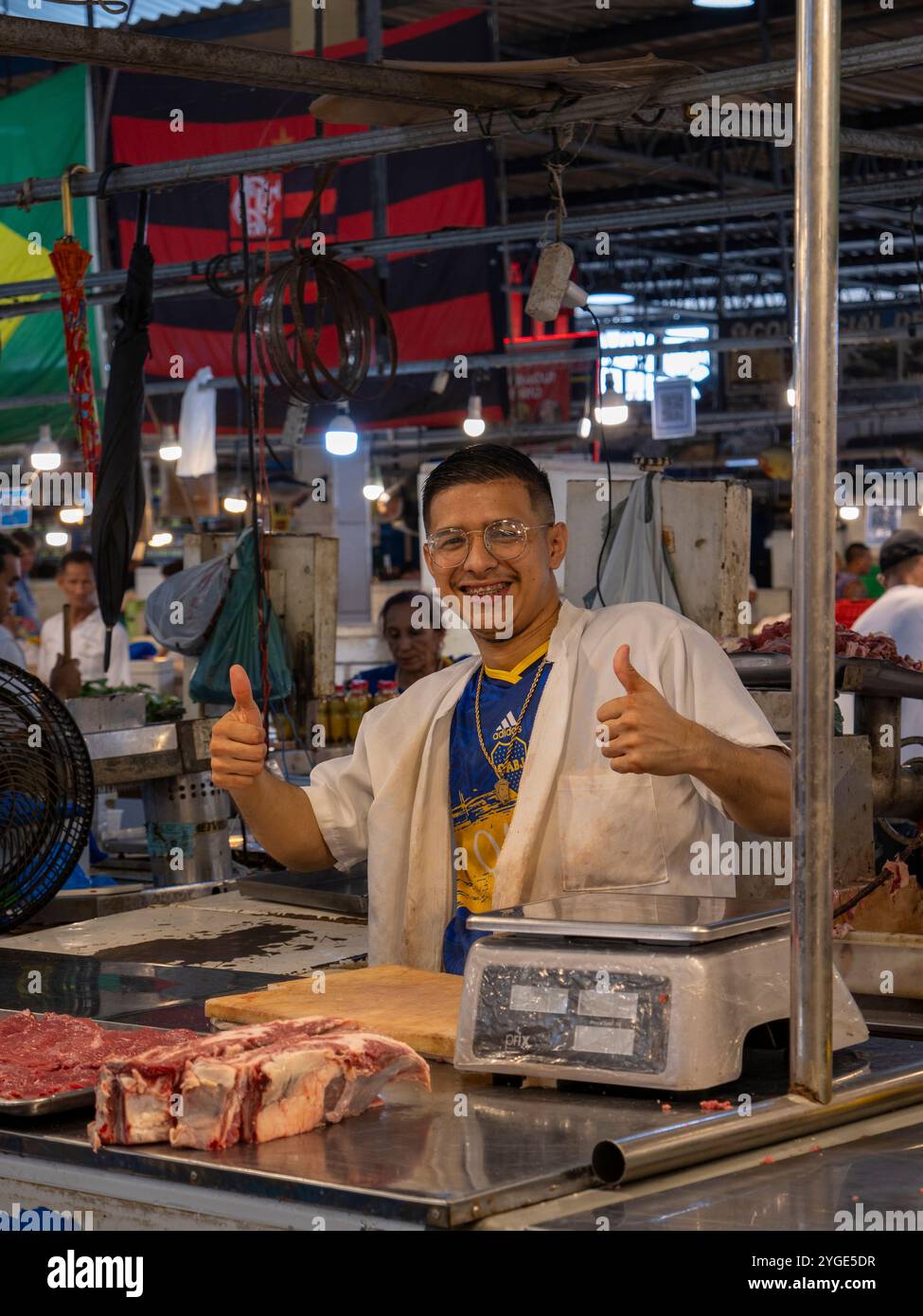 In the Adolpho Lisboa market hall in Manaus. Here is the meat market ...