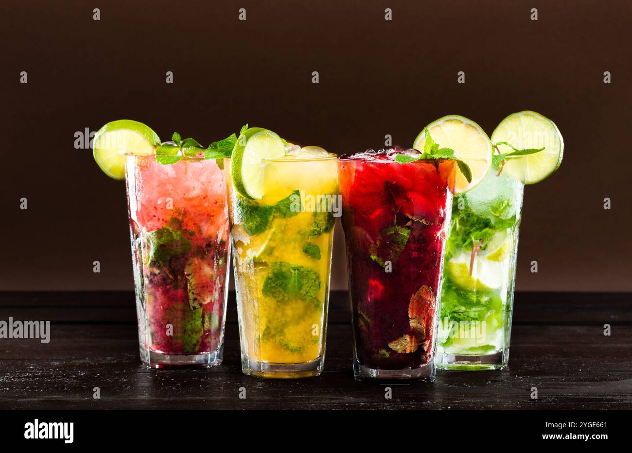 Collection of colorful tropical cocktails Stock Photo - Alamy