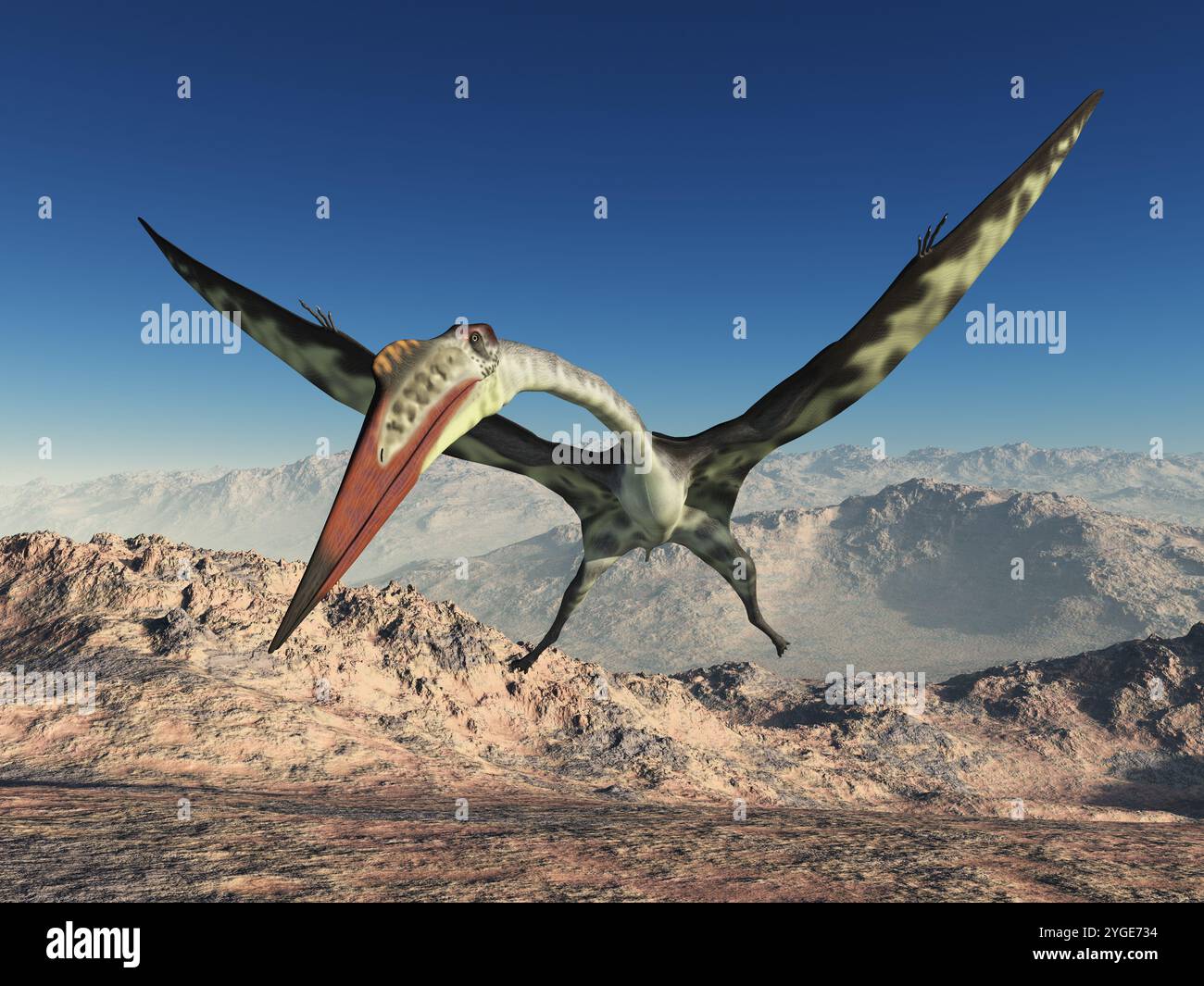Pterosaur Quetzalcoatlus over a mountainous landscape Stock Photo - Alamy