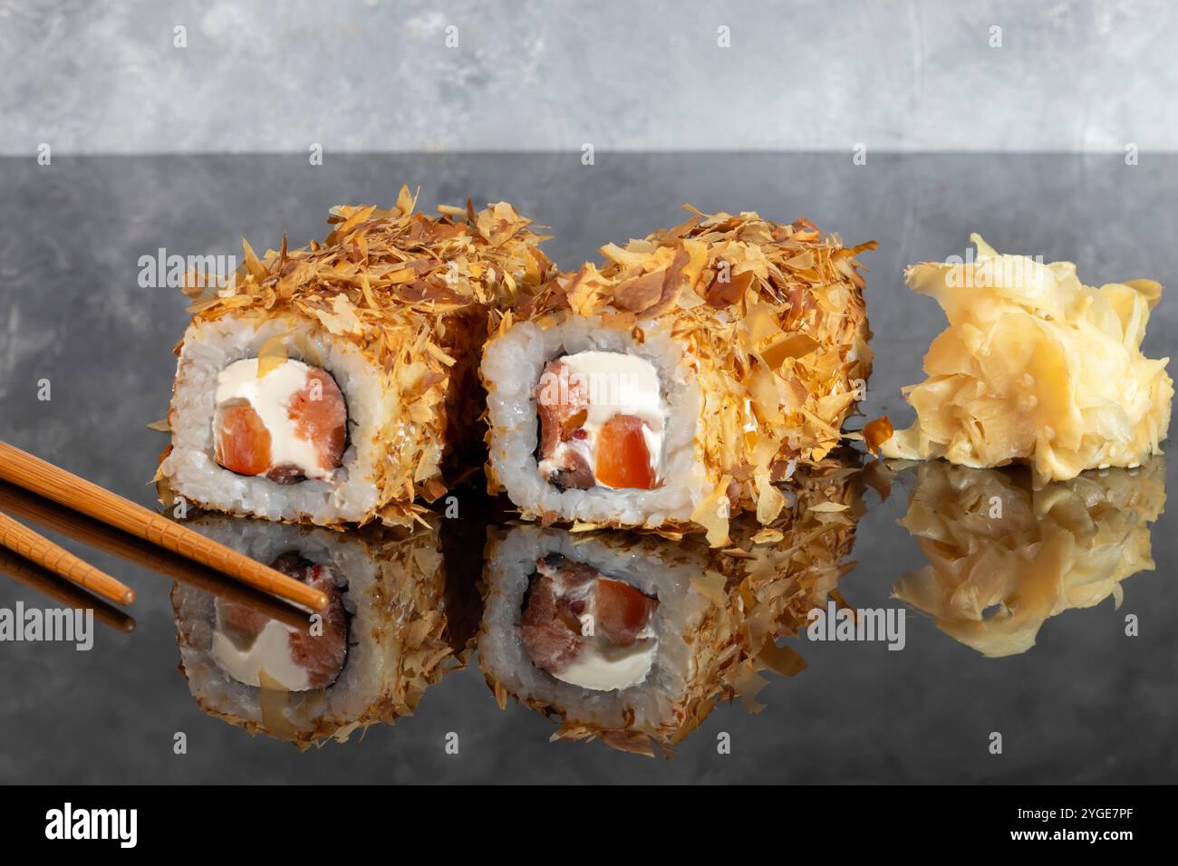 Sushi for menu on light background. Fast food, seafood. Copy space ...