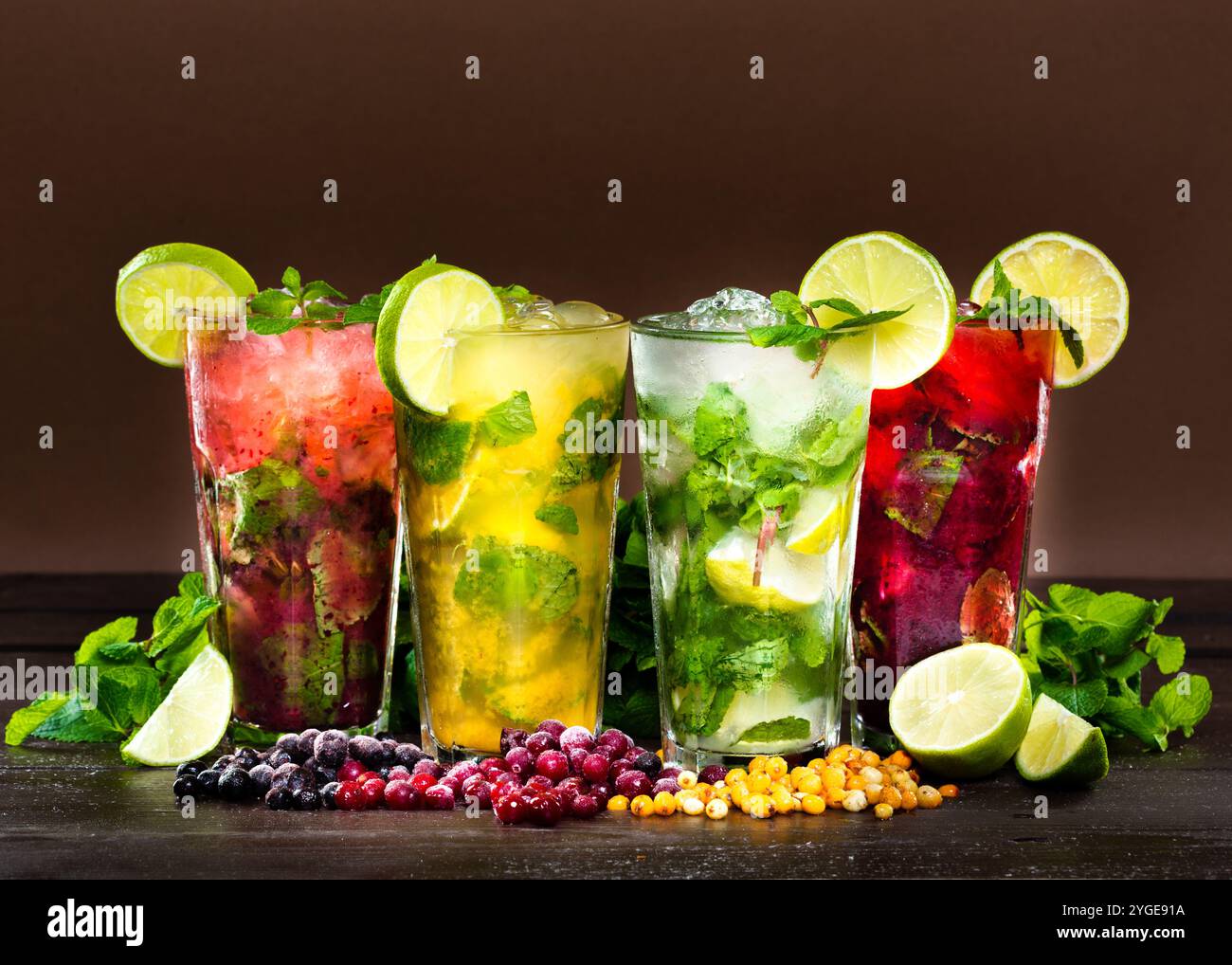 Collection of colorful tropical cocktails Stock Photo - Alamy