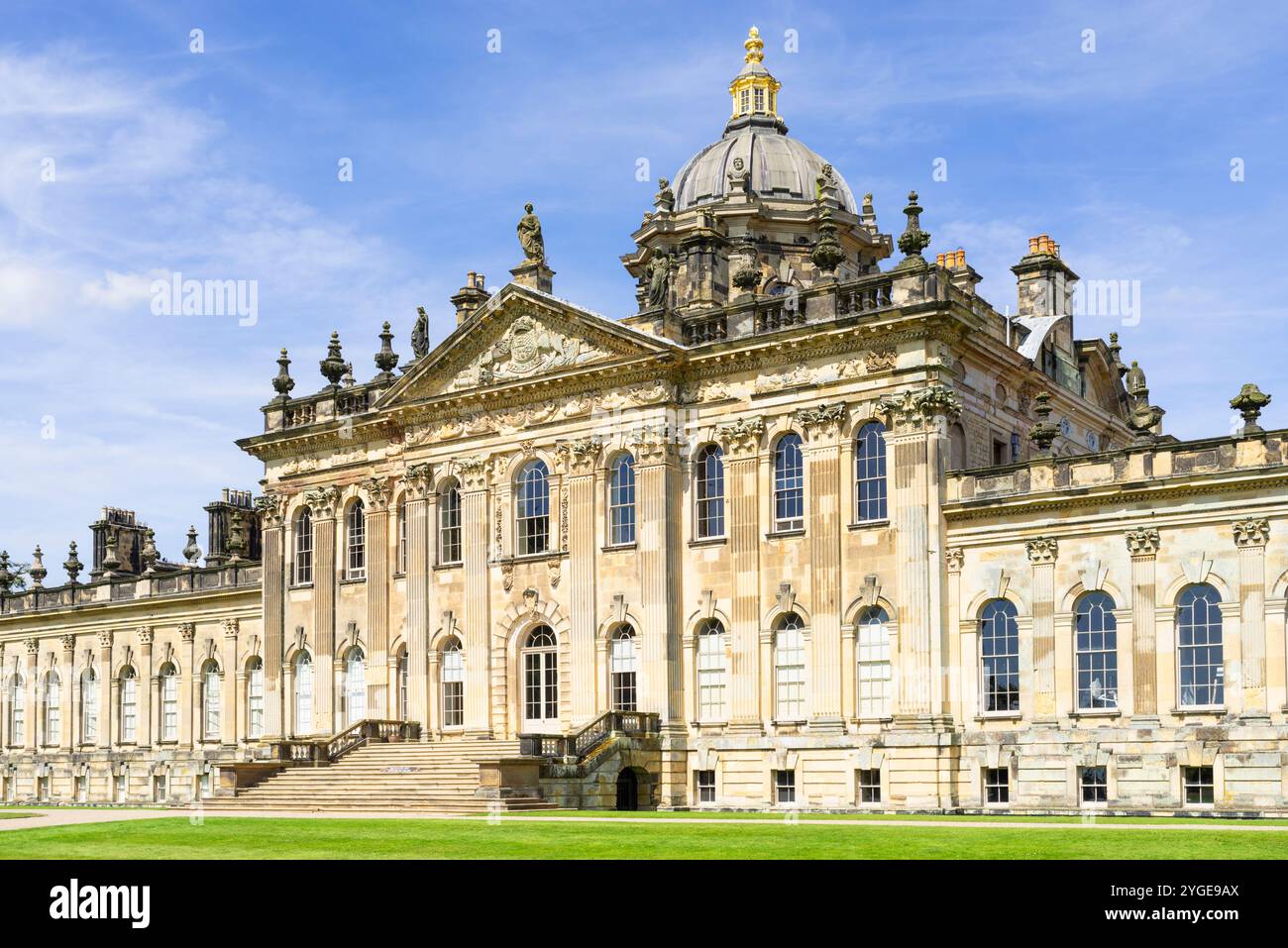 Castle Howard Yorkshire - South front and stone staircase entrance of ...