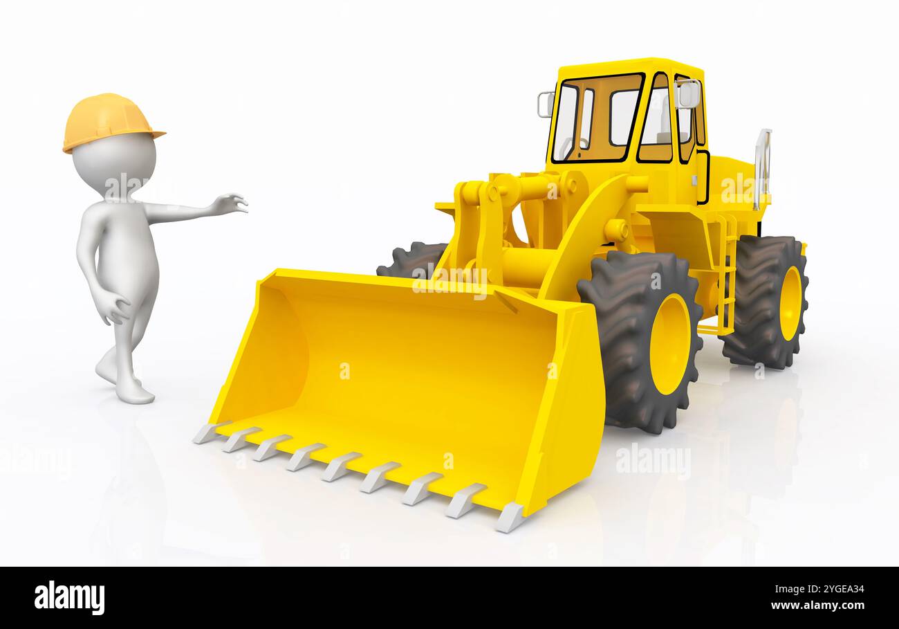 3D figure with wheel loader Stock Photo - Alamy