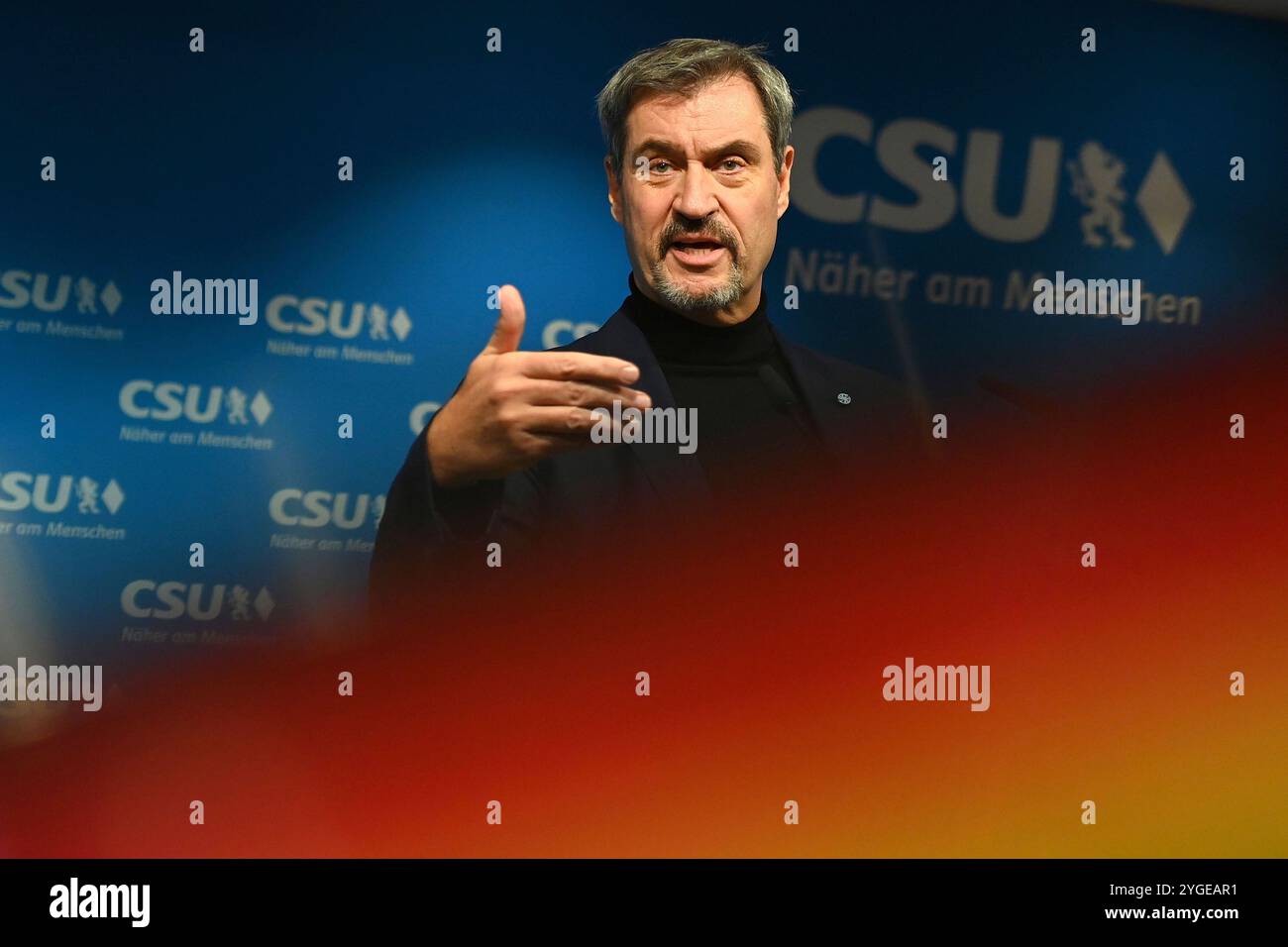 Markus SOEDER (Prime Minister of Bavaria and CSU Chairman), gesture ...