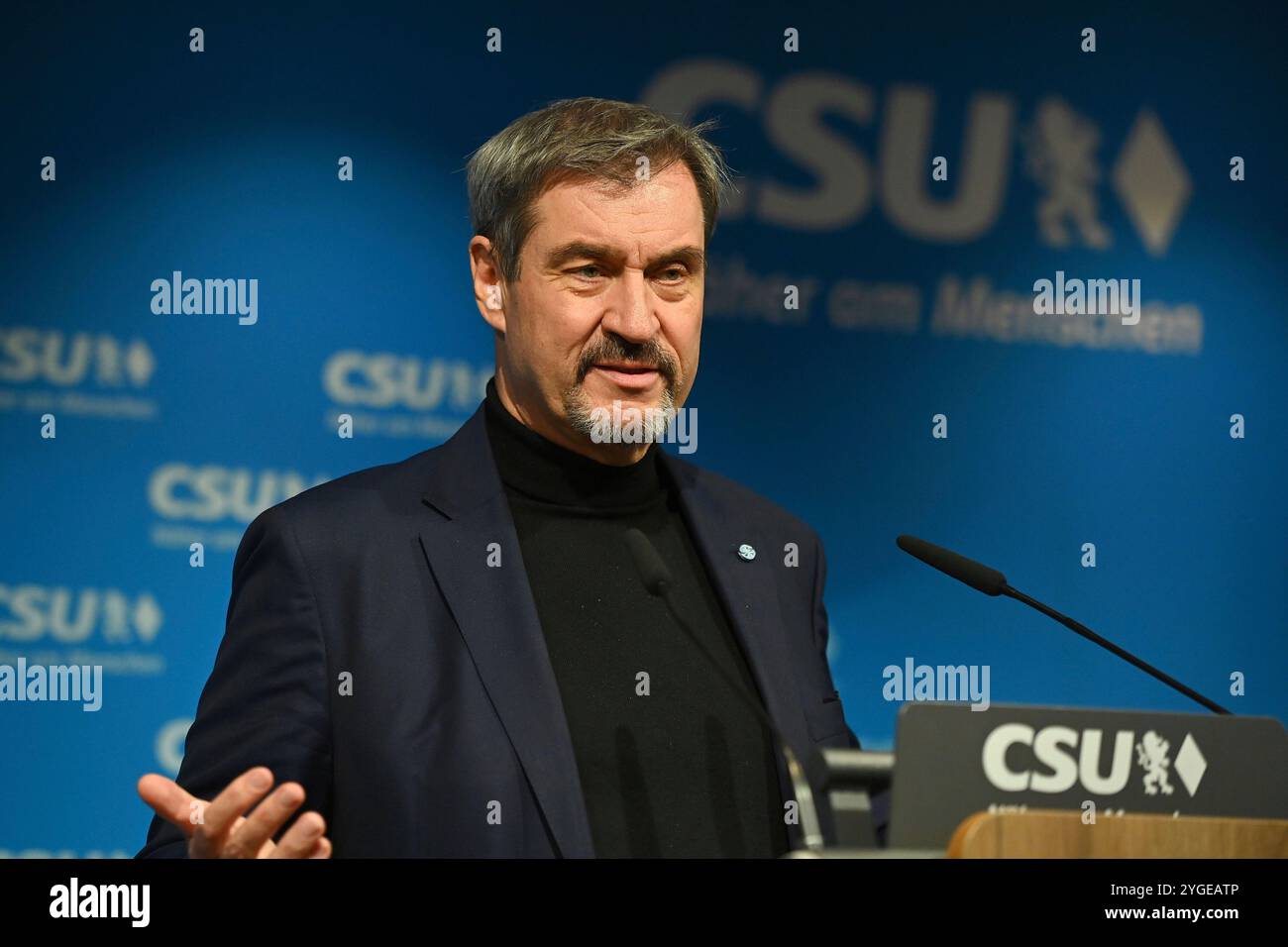 Markus SOEDER (Prime Minister of Bavaria and CSU Chairman), gesture ...