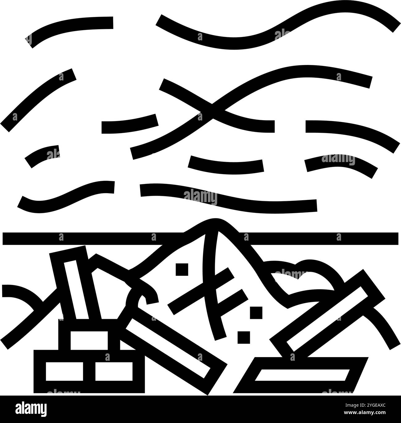 debris from hurricane hurricane disaster line icon vector illustration ...