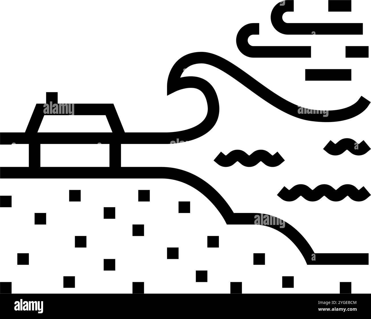 storm surge flooding hurricane disaster line icon vector illustration ...