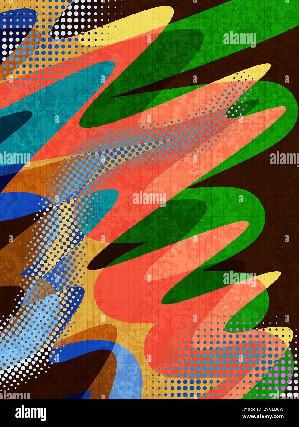 Colorful Abstract Background With Wavy Shapes Textures And Halftone