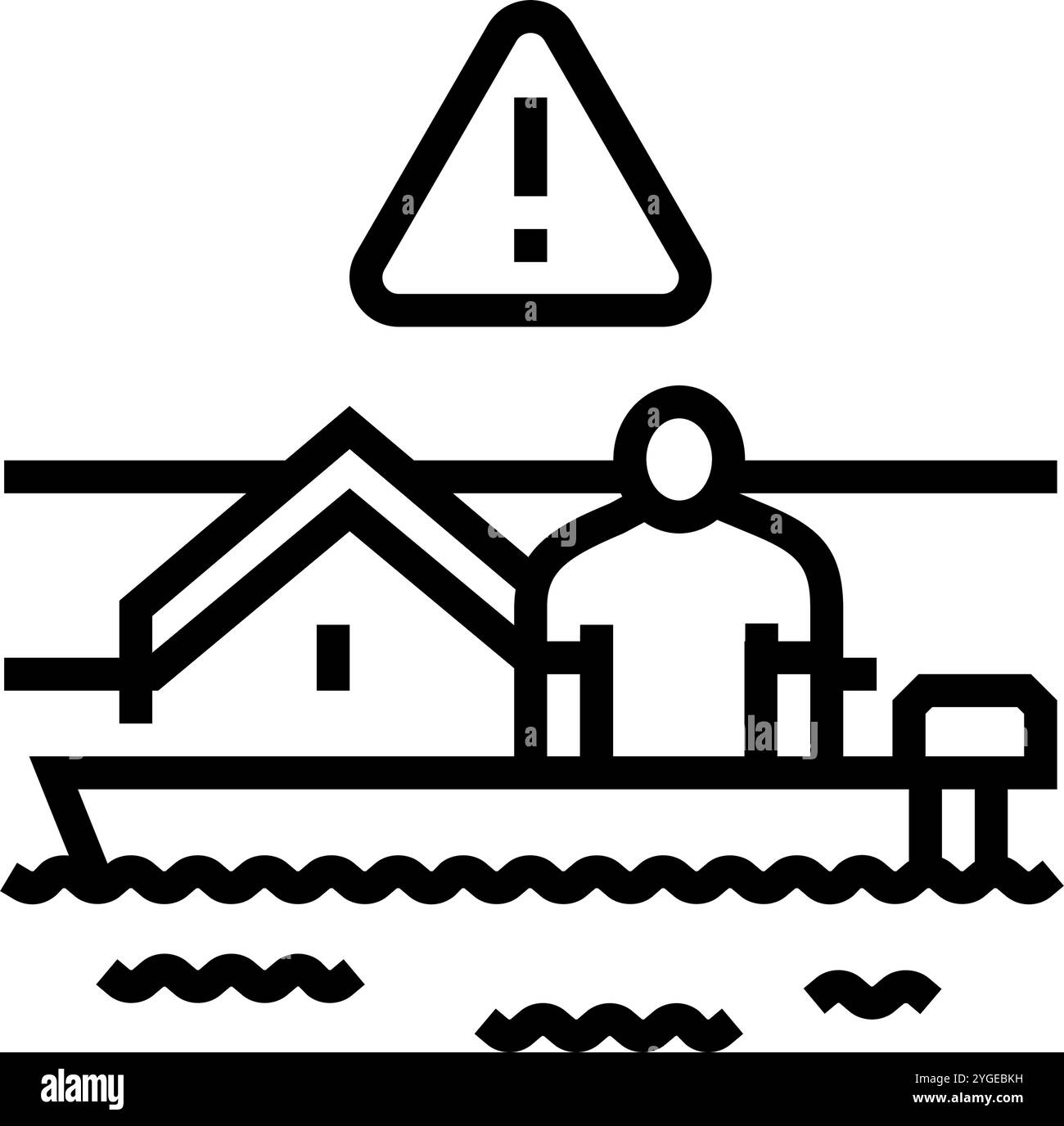 rescue operation hurricane disaster line icon vector illustration Stock ...
