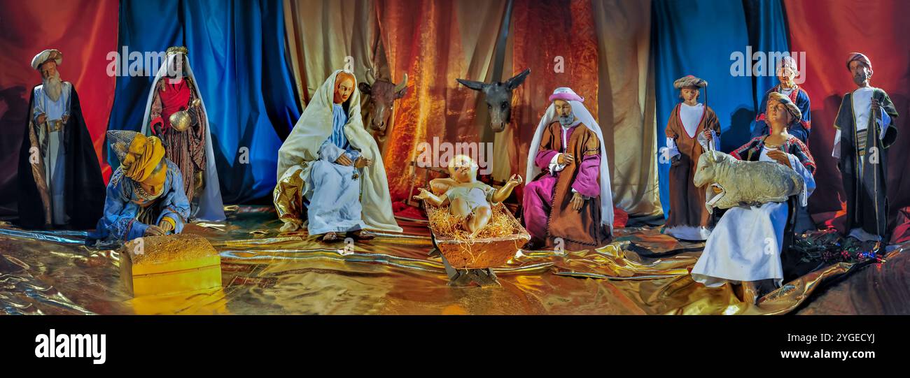 Paris, France- Panoramic Image, Christmas Creche, in French Catholic ...