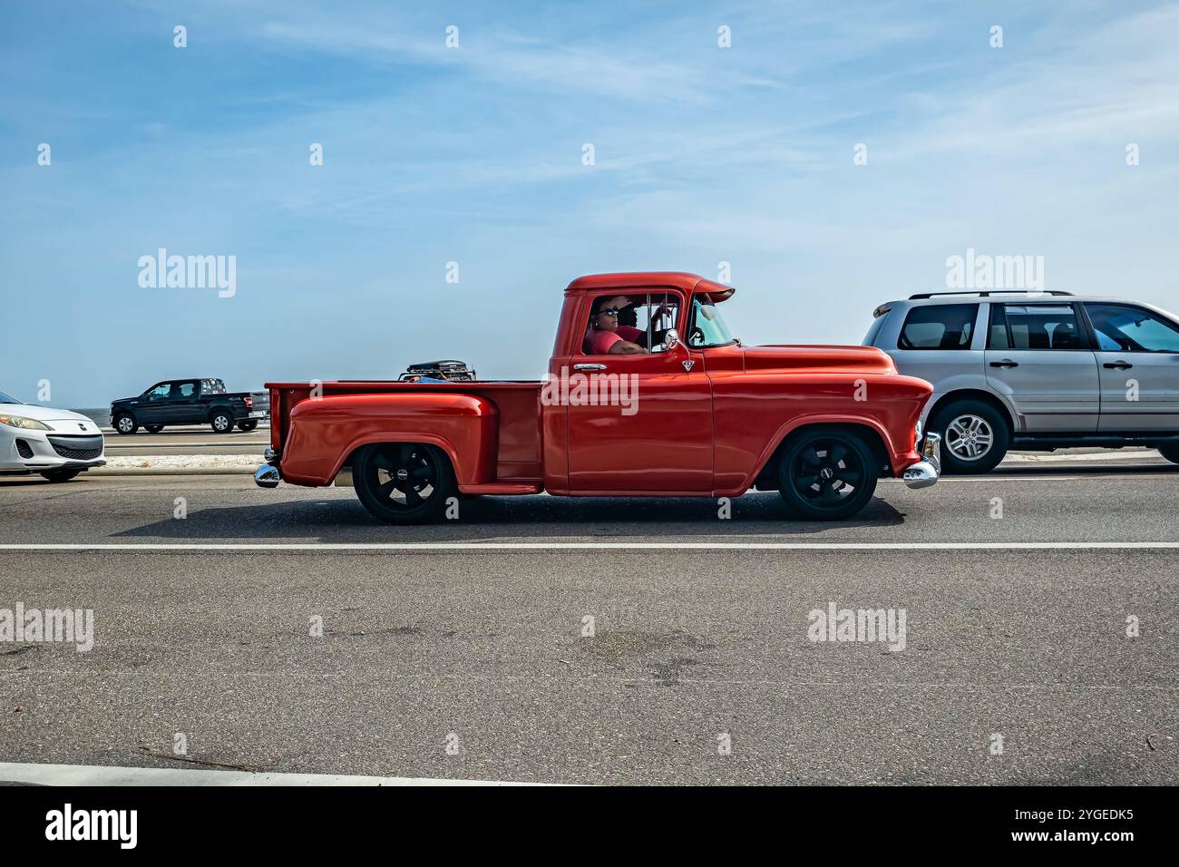 Gulfport, MS - October 04, 2023: Wide angle side view of a 1957 ...