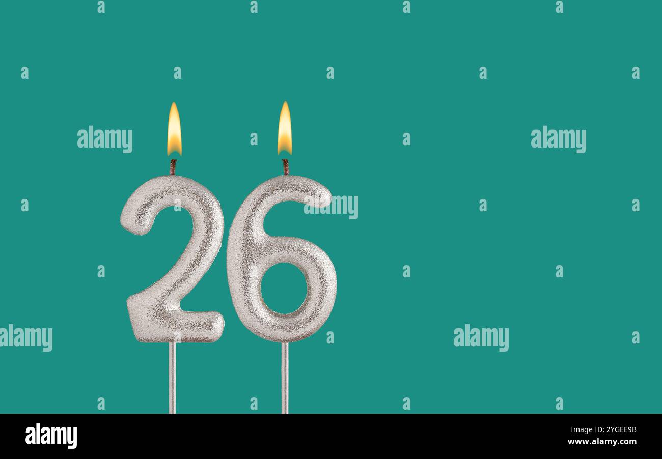 Birthday card on a green background - Candle in the shape of the number ...