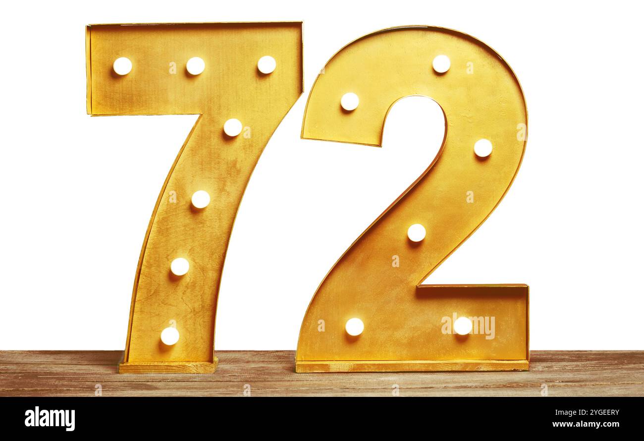 Big plastic numbers with shining light bulbs Stock Photo - Alamy