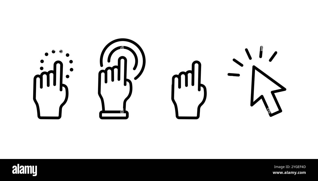 Computer hand cursor icon set. Mouse click cursor symbols. Hand click ... Computer hand cursor icon set. Mouse click cursor symbols. Hand click ...