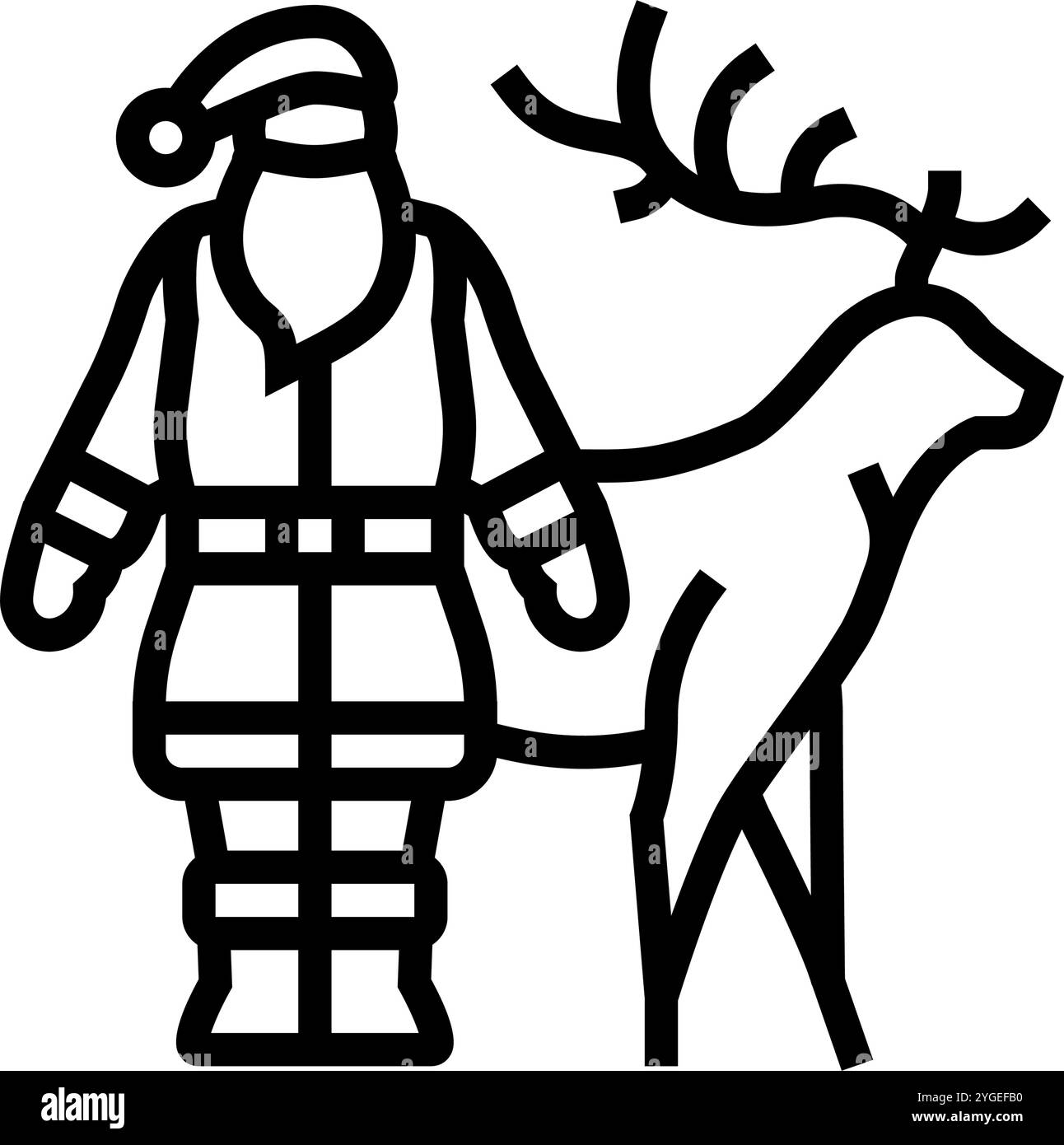 santa claus reindeer line icon vector illustration Stock Vector Image ...