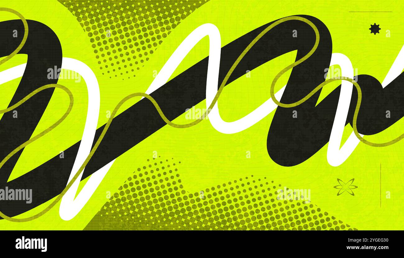 Abstract Creative Background with Wavy Lines, Halftones and Texture ...