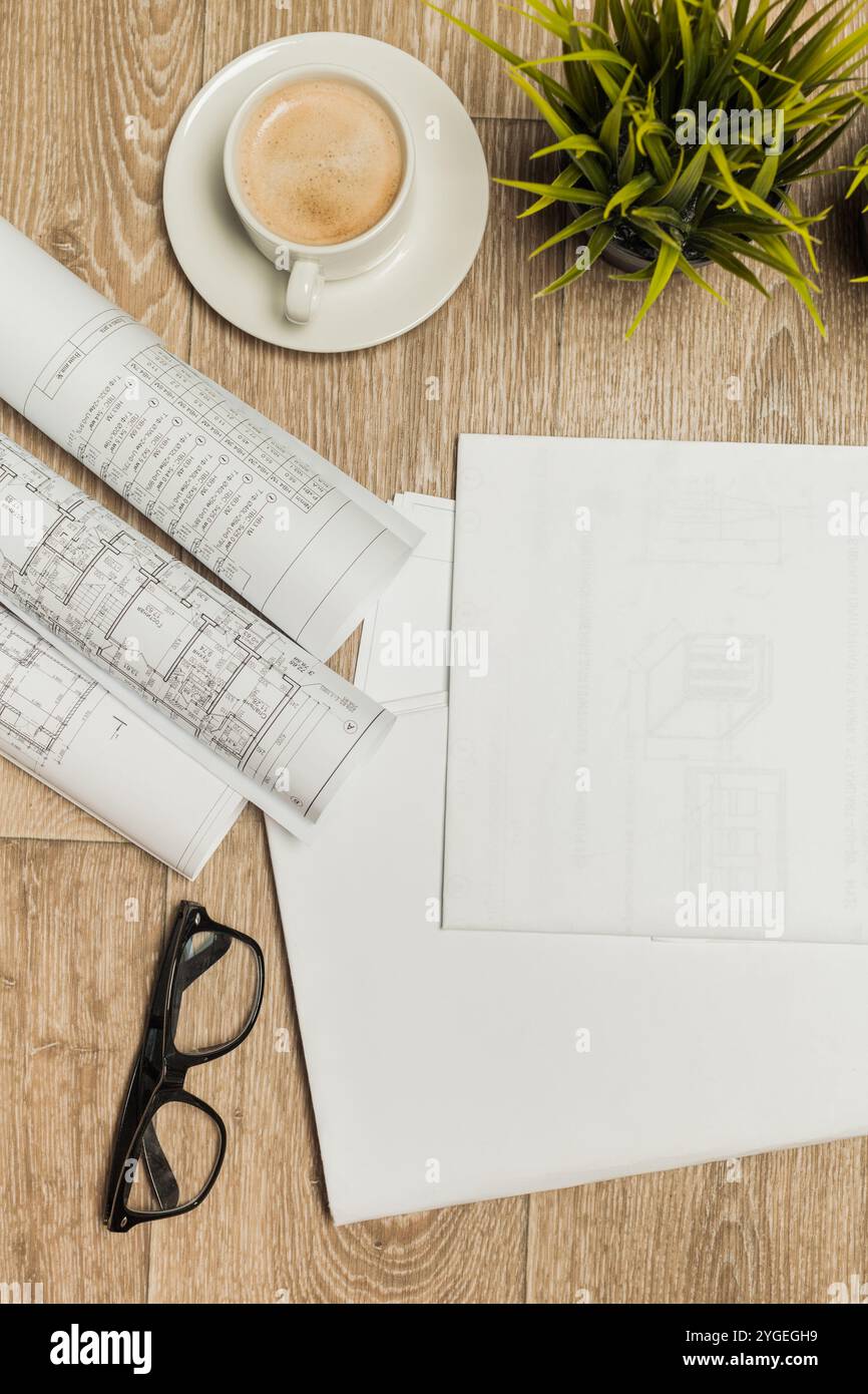 Set of architect tools Stock Photo - Alamy