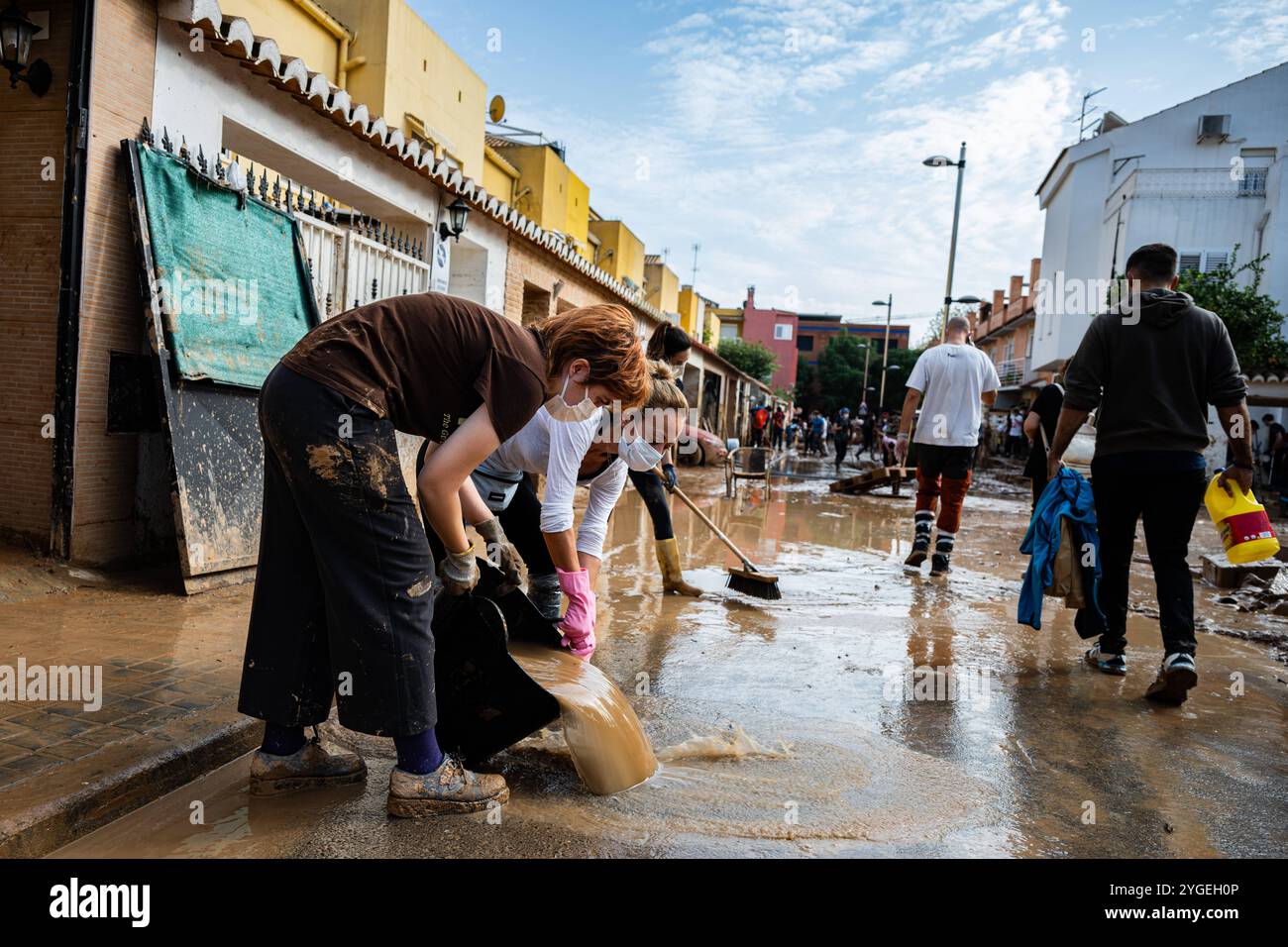 Aftermath of floods in Valencia, Spain People clean their homes after ...