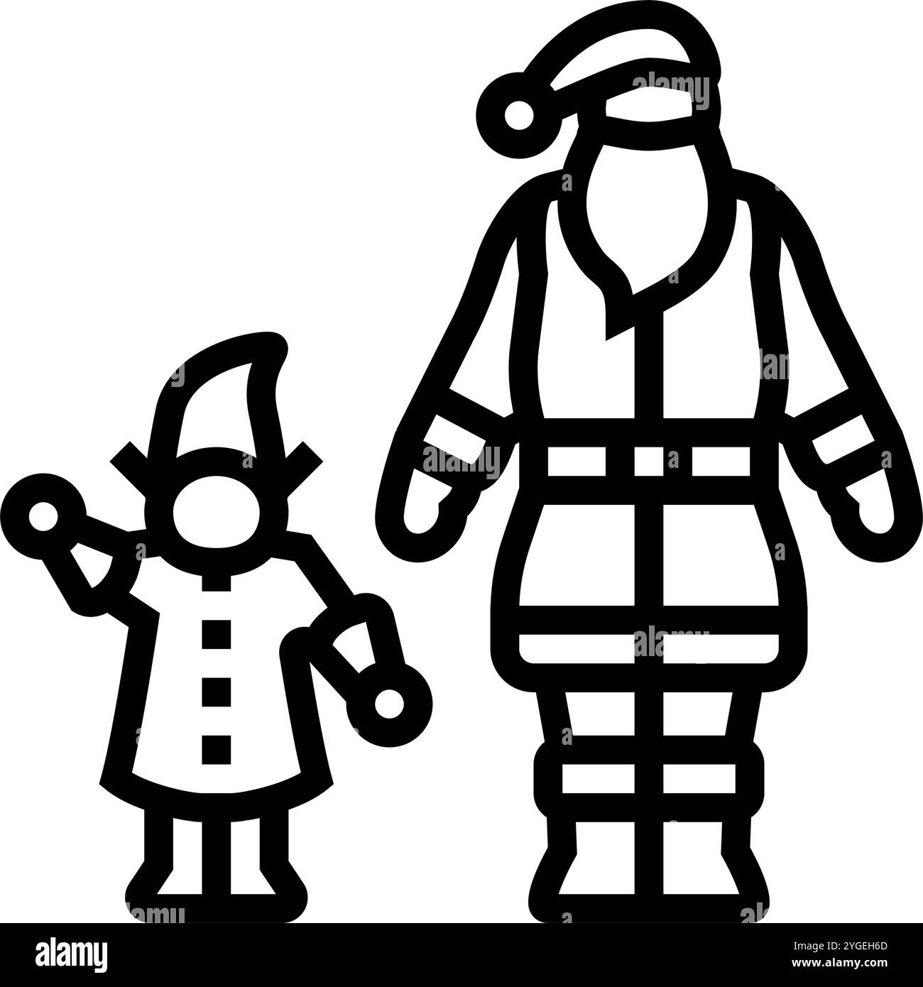santa claus elves line icon vector illustration Stock Vector Image ...