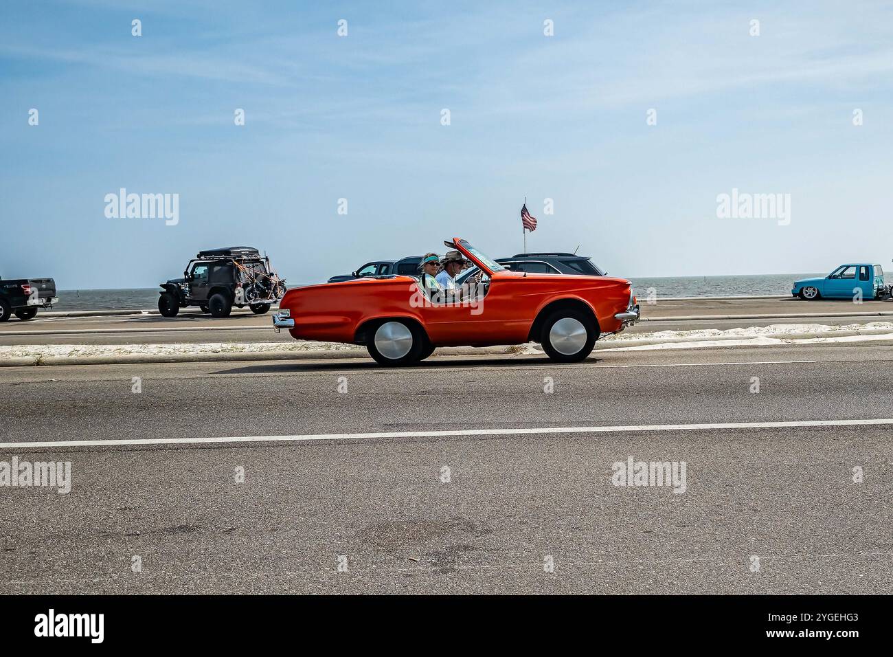 Gulfport, MS - October 04, 2023: Wide angle side view of a Custom 1963 ...