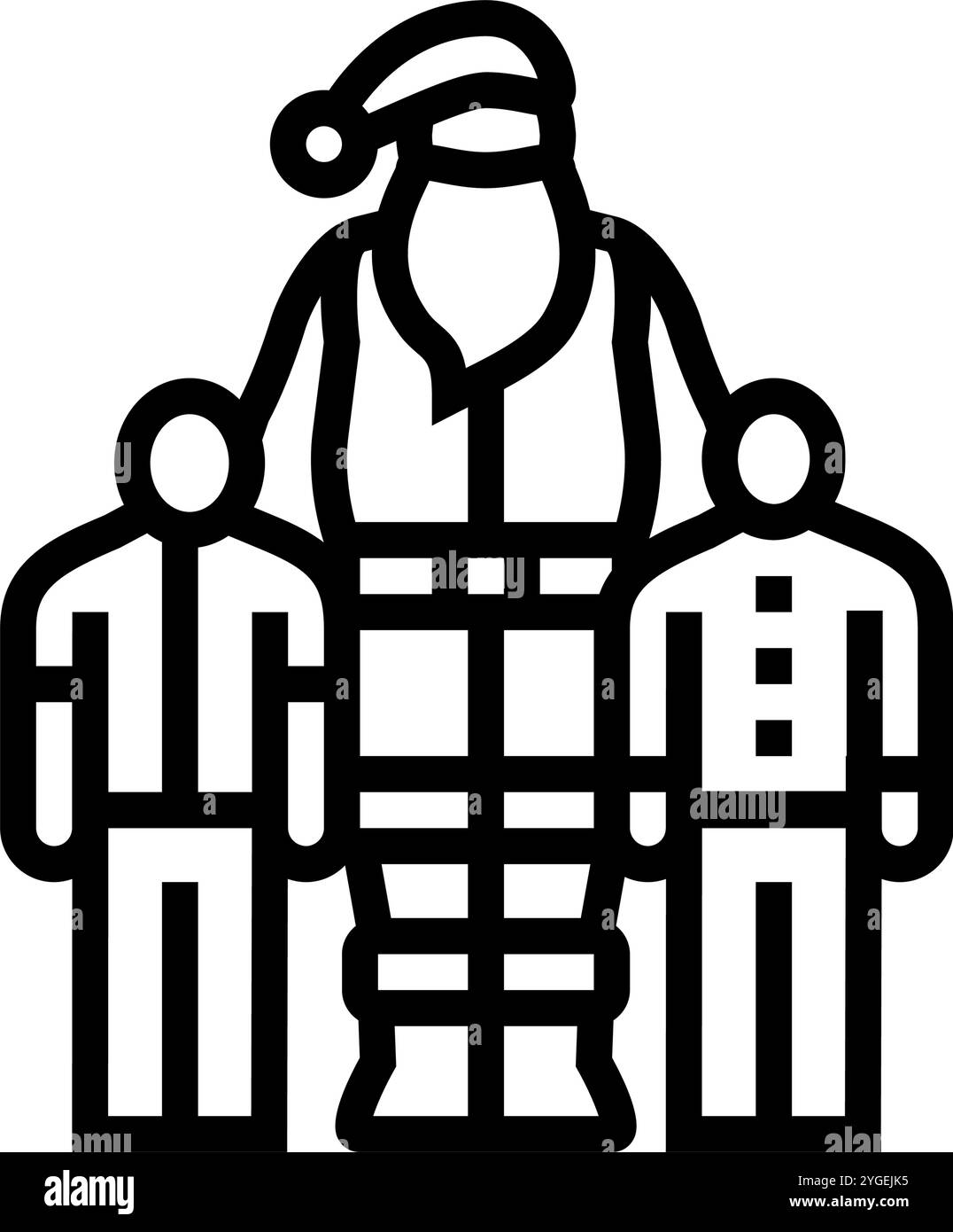 santa claus hugging children line icon vector illustration Stock Vector ...